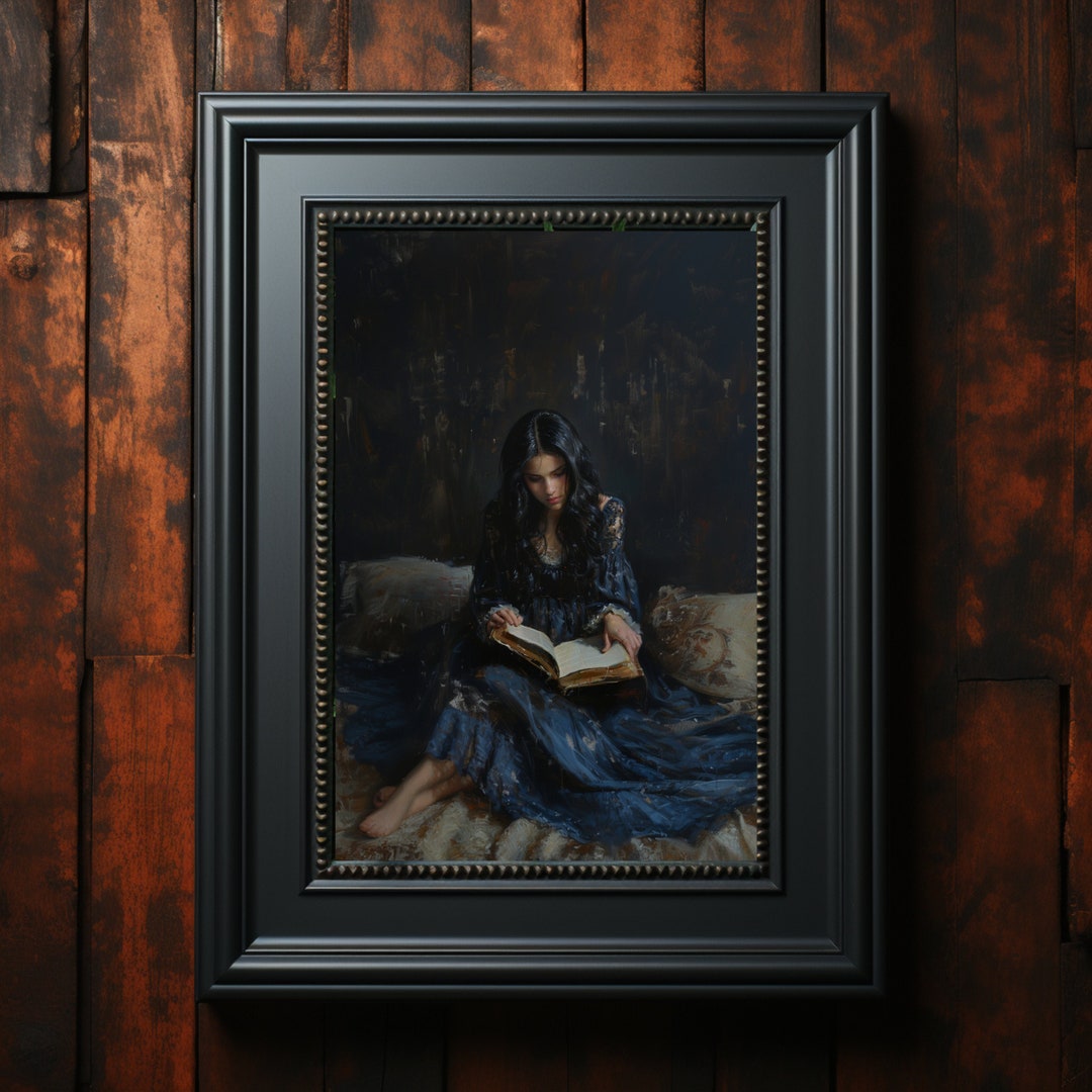 Dark Academia Poster Reading Woman Art Print Vintage Style Wall Decor ...
