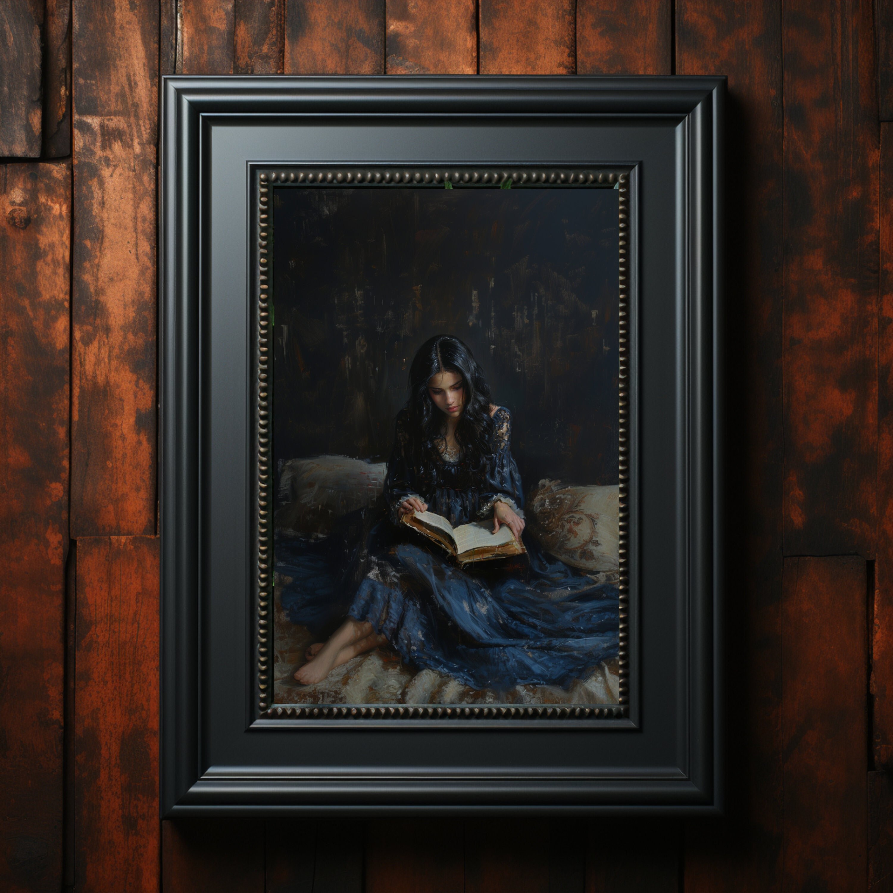 Dark Academia Poster Reading Woman Art Print Vintage Style Wall Decor ...
