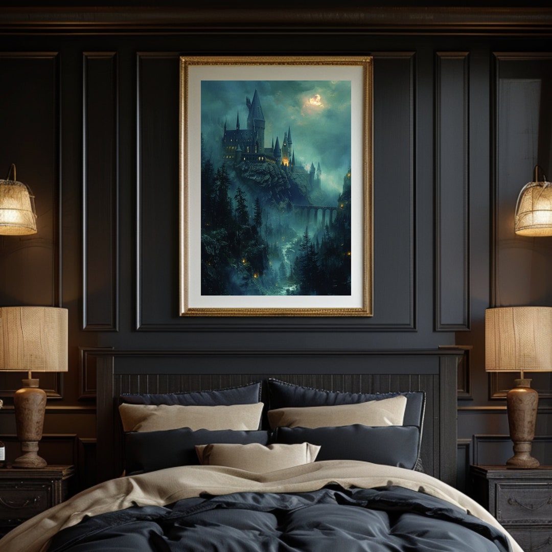 Magic Castle Poster Art Print Wizard School Painting Print Illustration ...