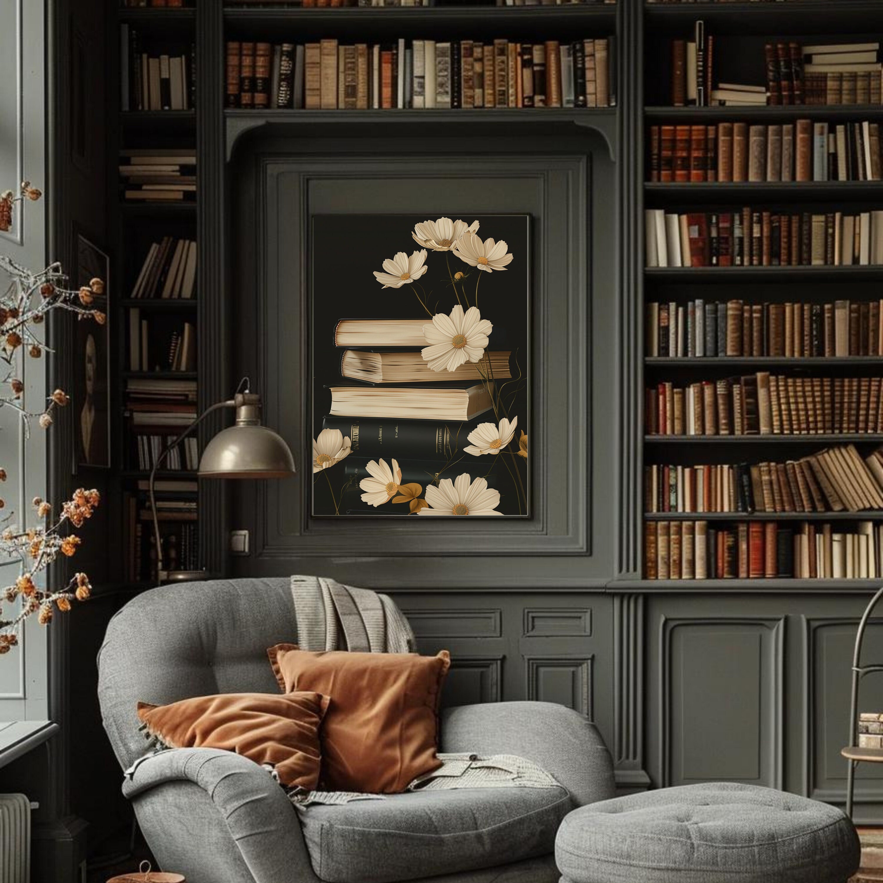 Vintage Inspired Dark Academia Poster Floral Wallart Dark Cottagecore ...