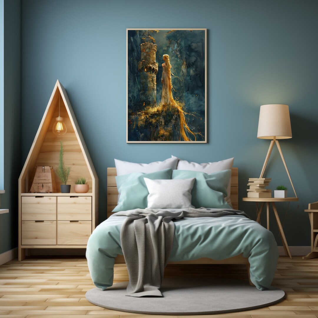 Poster Rapunzel Wall Decor Fairy Tale Brothers Grimm Art Print Princess ...