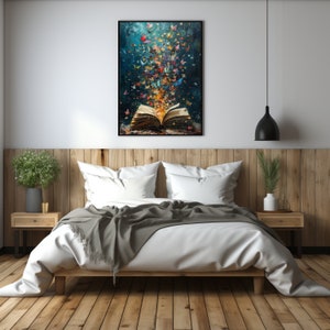 Book Art Poster Reading Painting Print Book Lover Gift Wallart ...