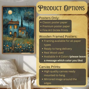 Dark Cottagecore Cottage Poster Vintage Art Print Goblincore Night Moon ...