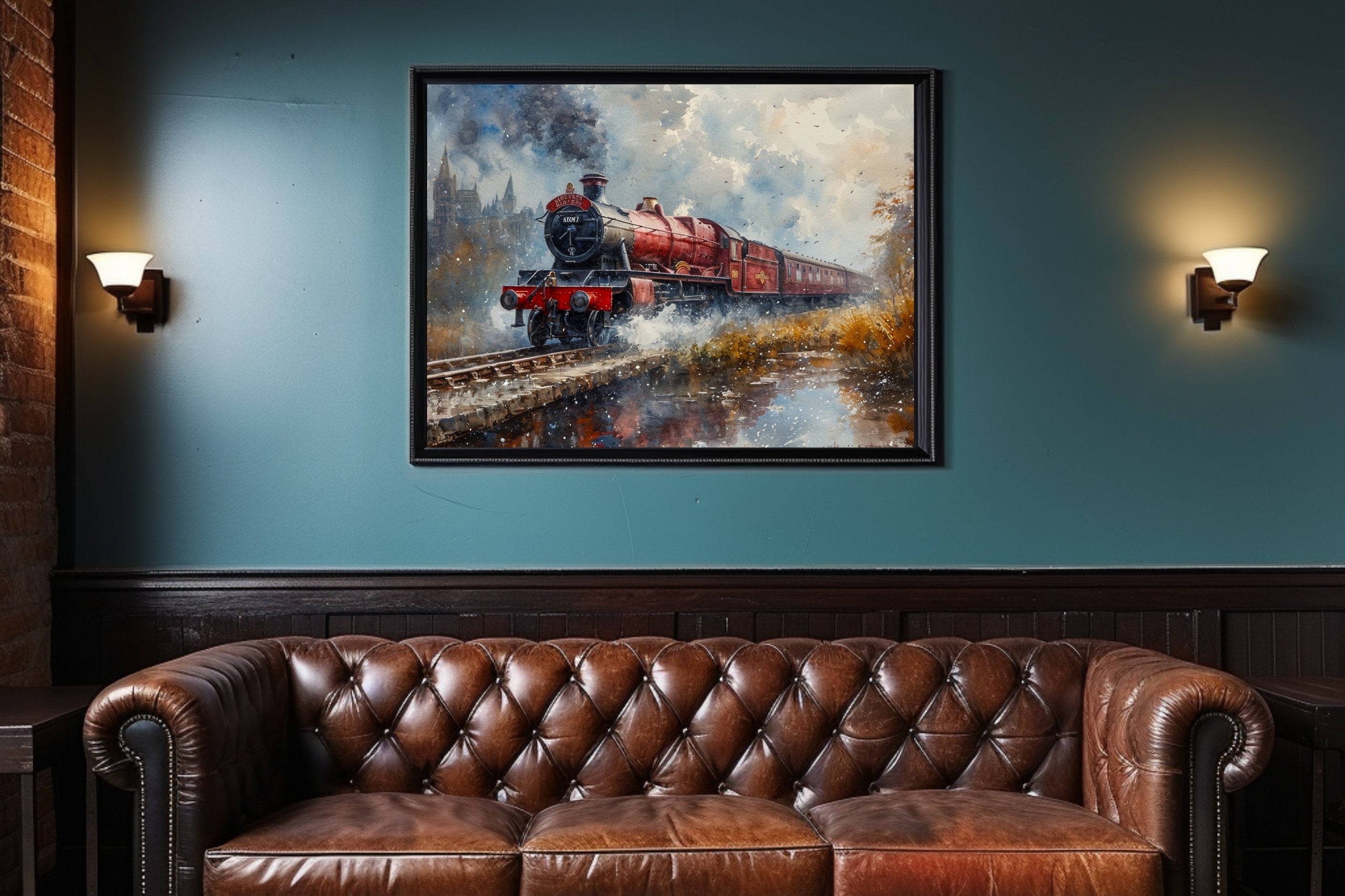 Art Print Magic Train Poster Steam Train Wall Decor Wizard School Dark ...