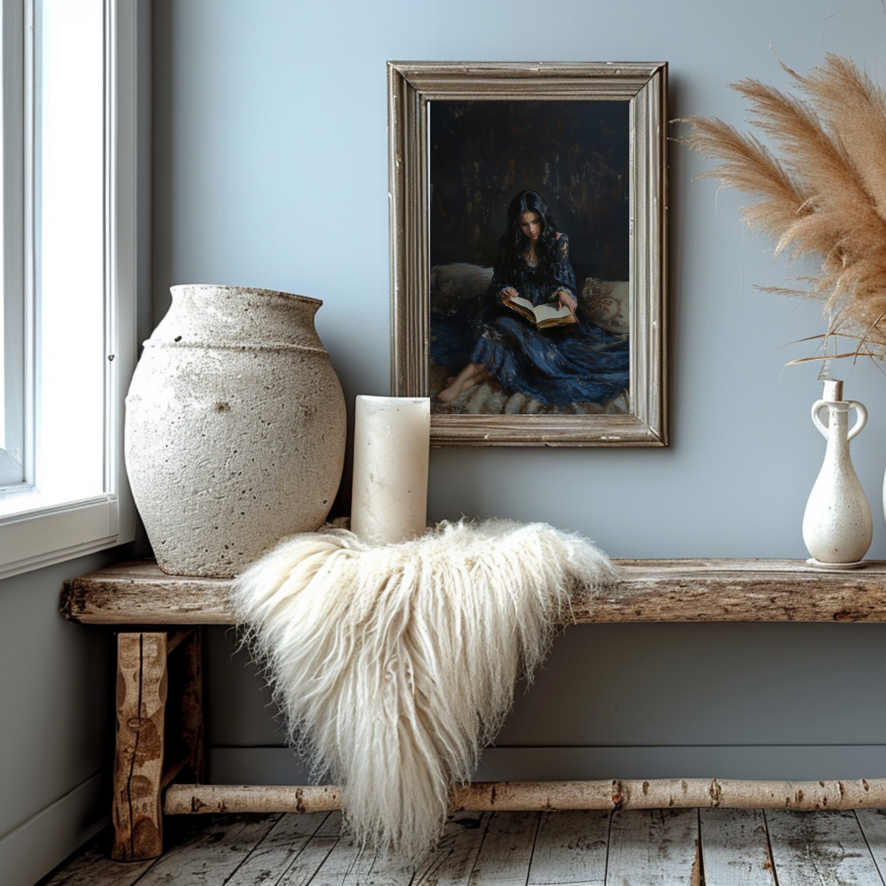 Dark Academia Poster Reading Woman Art Print Vintage Style Wall Decor ...