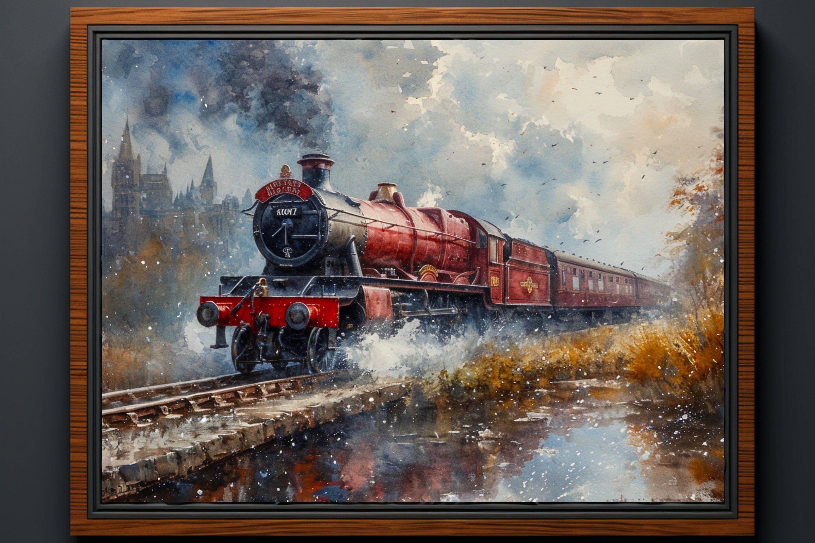 Art Print Magic Train Poster Steam Train Wall Decor Wizard School Dark ...