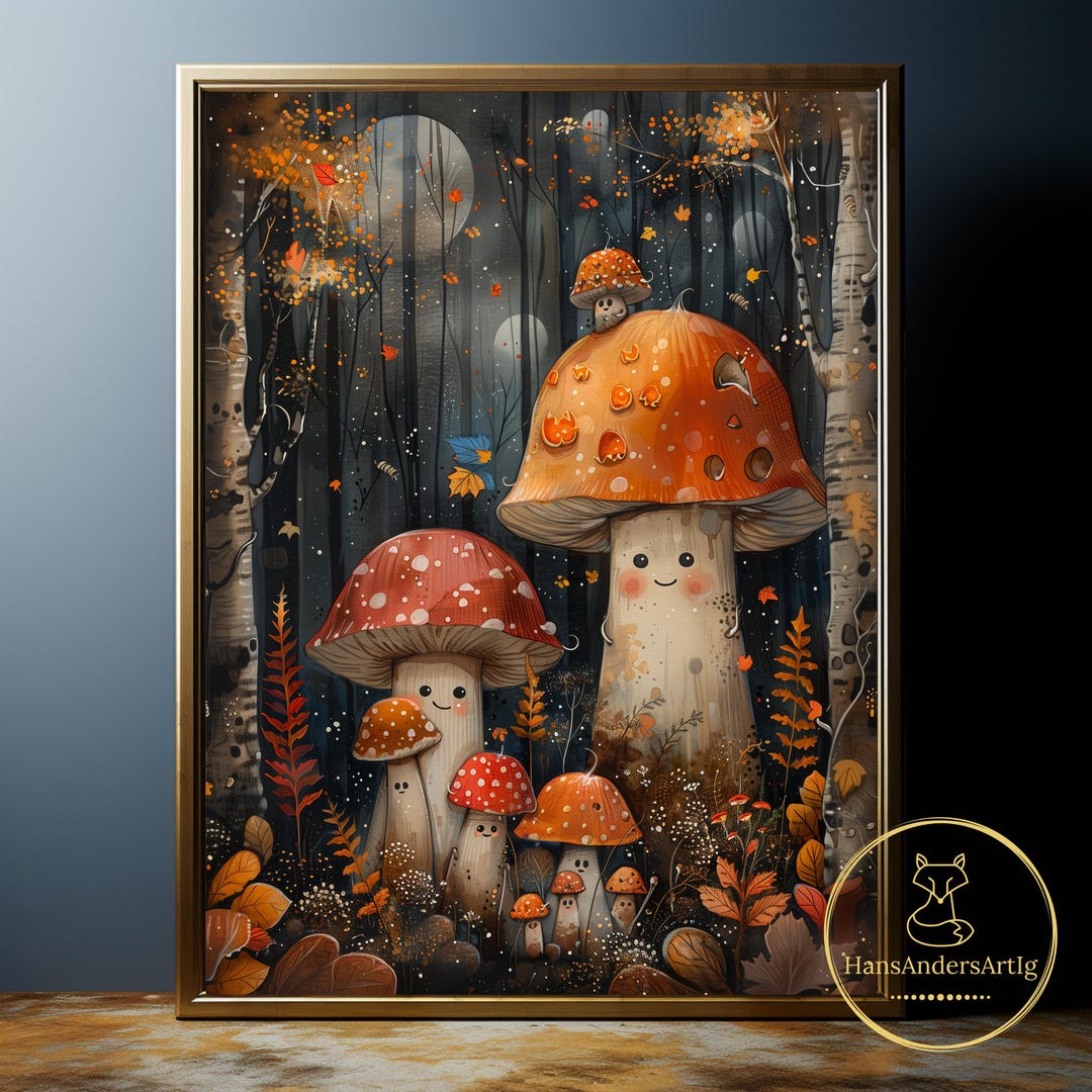 Whimsy Mushroom Poster for Kids Room Wall Art for Nursery Wall Decor ...