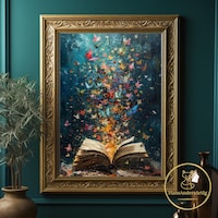 Fantasy Dragon Book Print, Mystical Serpent Wall Art Decor, Dark ...