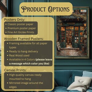 Vintage Style Bookstore Painting Poster Print Poster Book Lover Gift ...