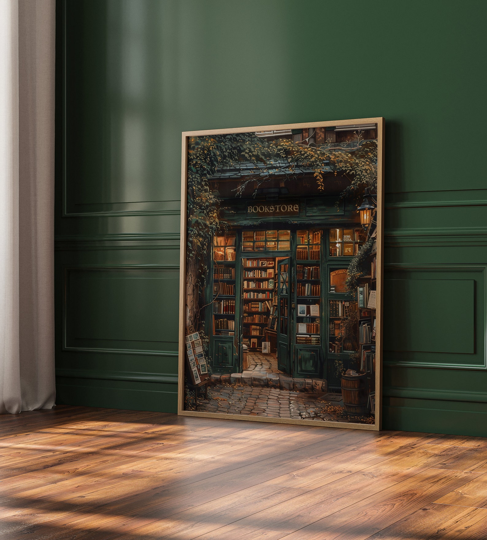 Vintage Style Bookstore Painting Poster Print Poster Booklover Gift ...
