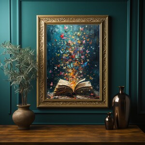 Book Art Poster Reading Painting Print Book Lover Gift Wallart ...