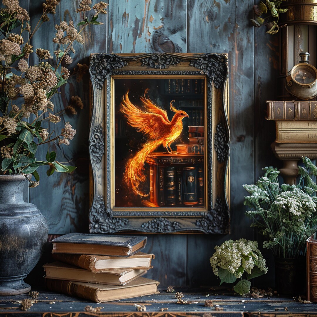 Magic Phoenix Poster Magic School Art Print Wizard School Dark Academia ...