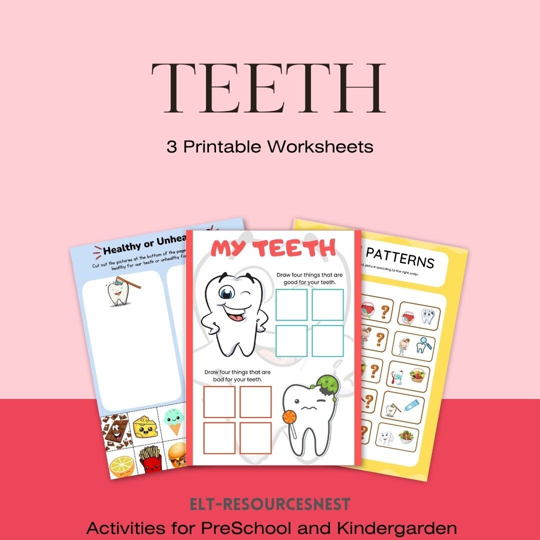 Teeth Worksheets for ELT Learners Primary School - Etsy
