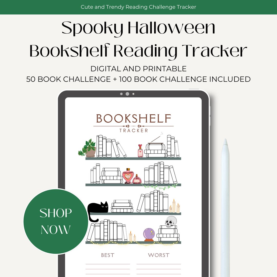 Spooky Reading Tracker Printable, Halloween Bookshelf Reading Log A4 ...
