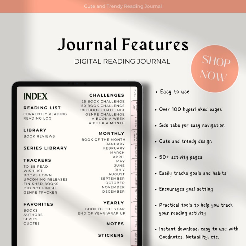 Digital Reading Journal, Digital Reading Planner, Reading Digital ...
