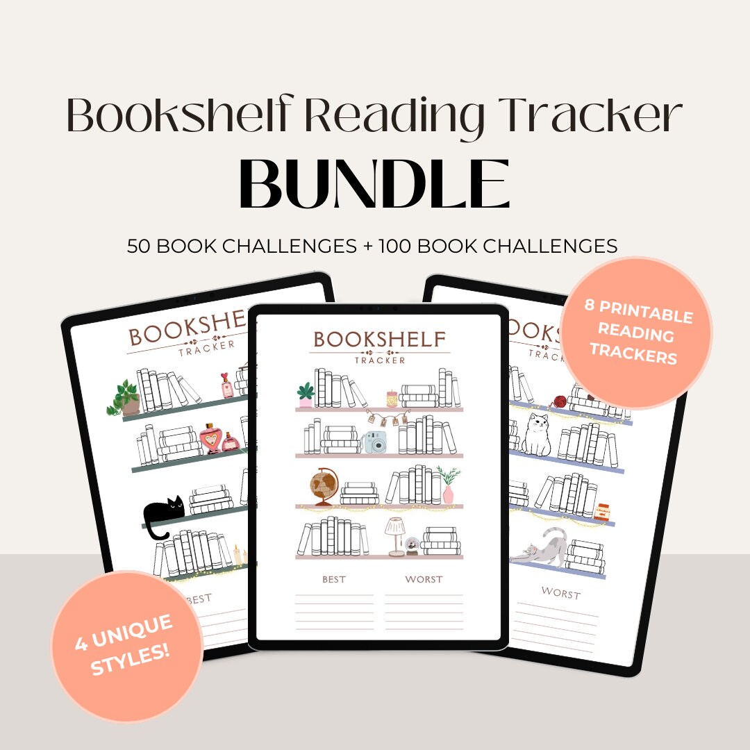 Book Tracker Printable BUNDLE, Bookshelf Reading Log A4, Book Tracker ...