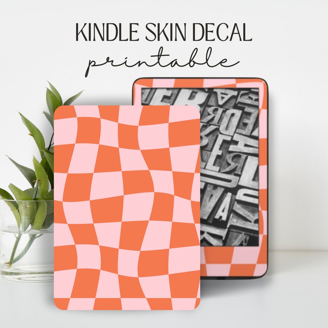Kindle Skin Decal Case Insert Retro Pink Orange Swirl Check Design ...
