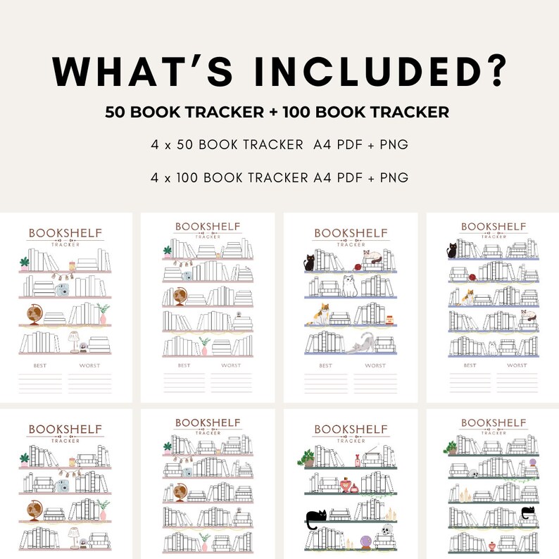 Book Tracker Printable BUNDLE, Bookshelf Reading Log A4, Book Tracker ...