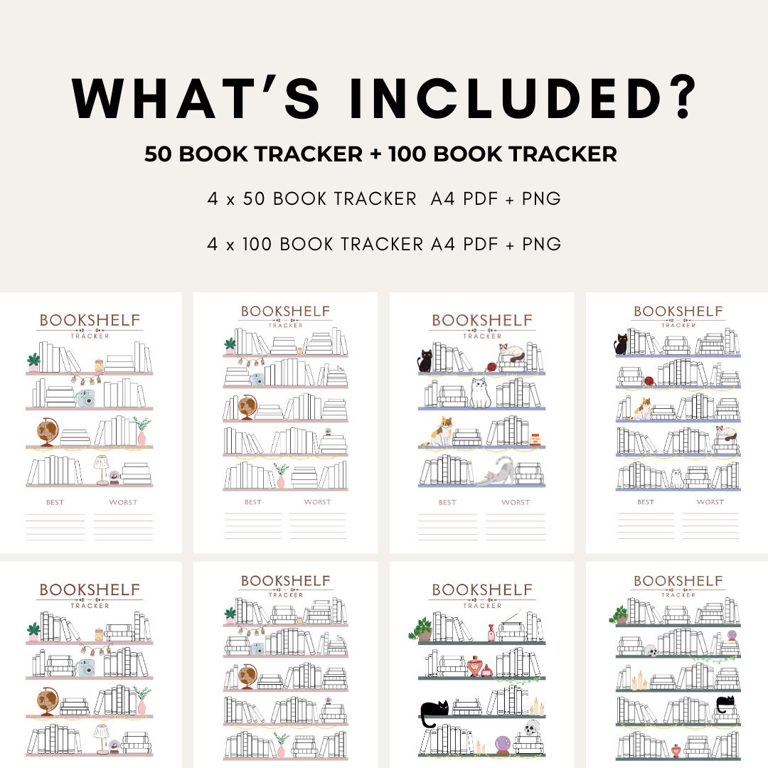 Book Tracker Printable BUNDLE, Bookshelf Reading Log A4, Book Tracker ...