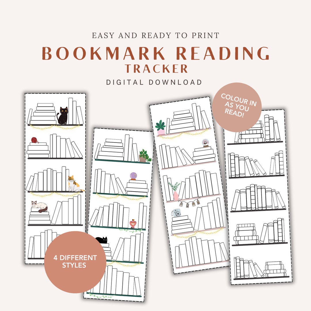 Bookmark Bookshelf Reading Tracker, Reading Tracker, Printable Book ...
