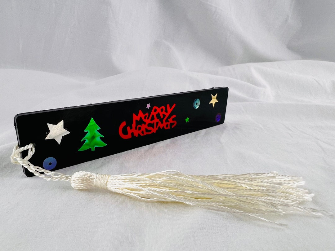 Handmade Black Christmas Themed Bookmark Resin Bookmark With - Etsy