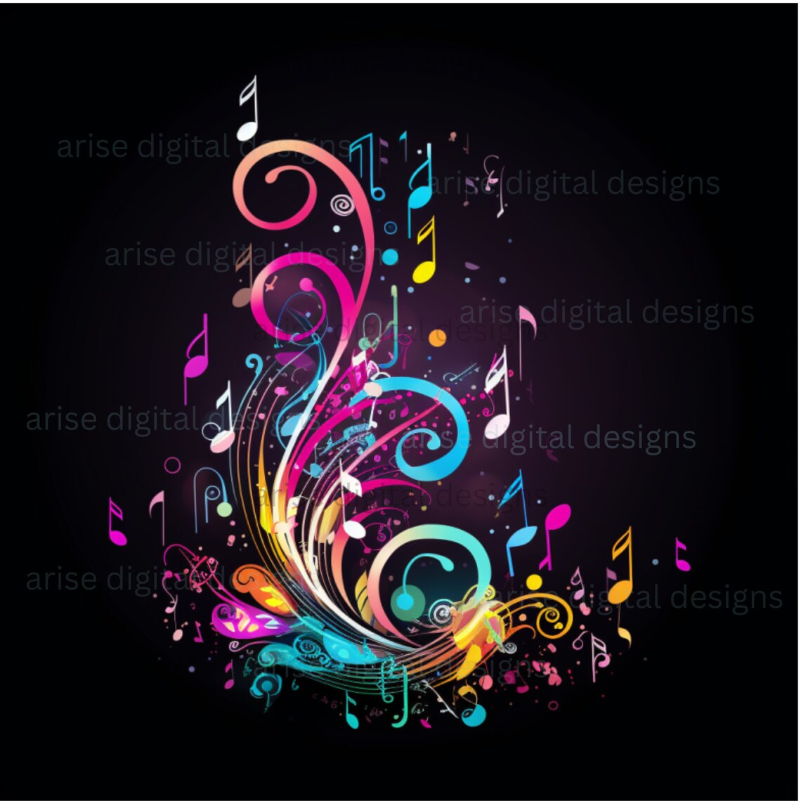 Elegant Music Notes on Dark Background - Etsy