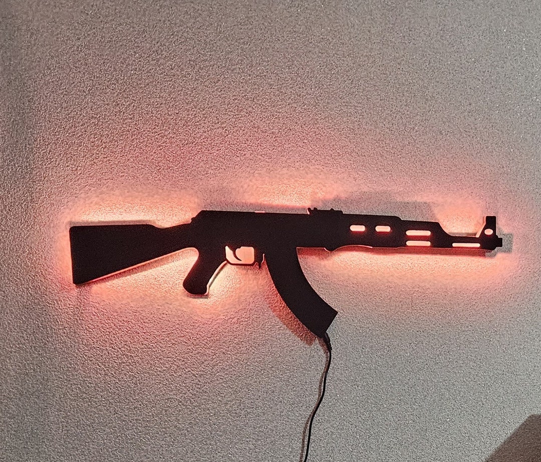 AK-47 Weapon Kalashnikov Led Sign Lighted Decor Led Light Frame RGB ...