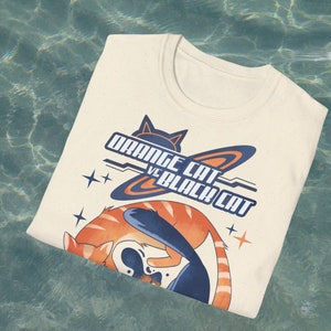 Y2K Streetwear, Linda ilustración de gato naranja VS negro, camiseta ...