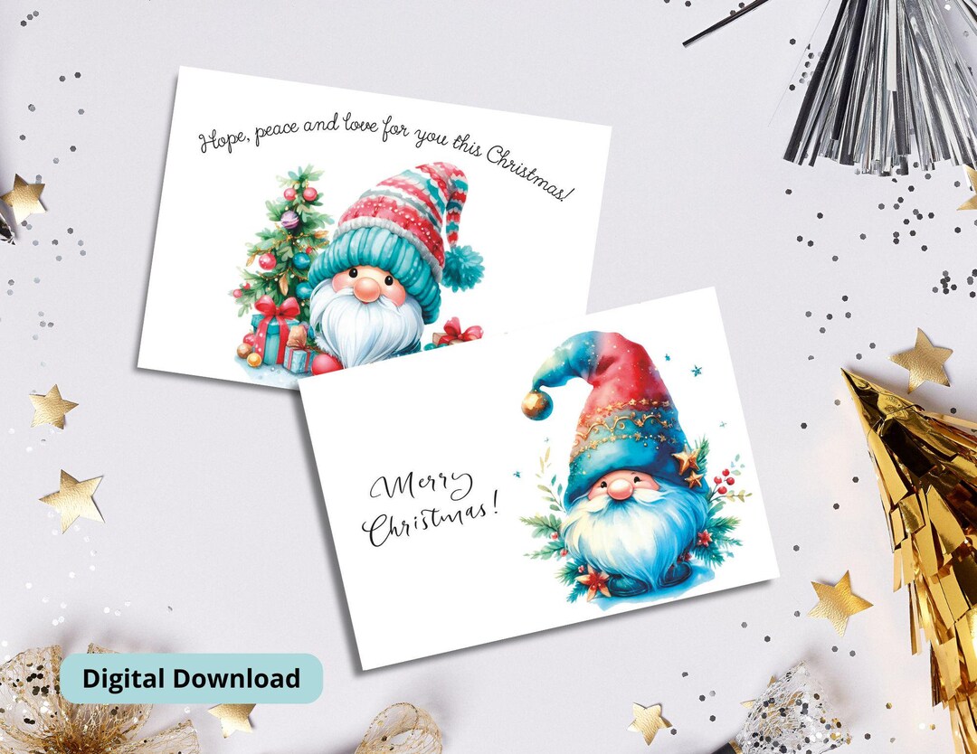 Pack 2 Merry Christmas Cards, Printable Christmas Cards, Merry ...