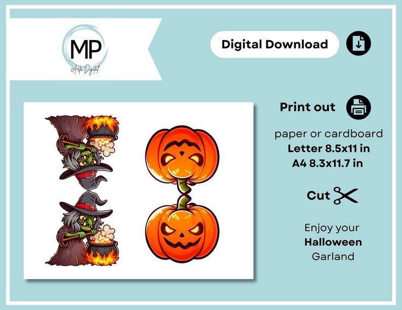 Halloween Garland, Printable Halloween Garland, Pumpkin Halloween ...