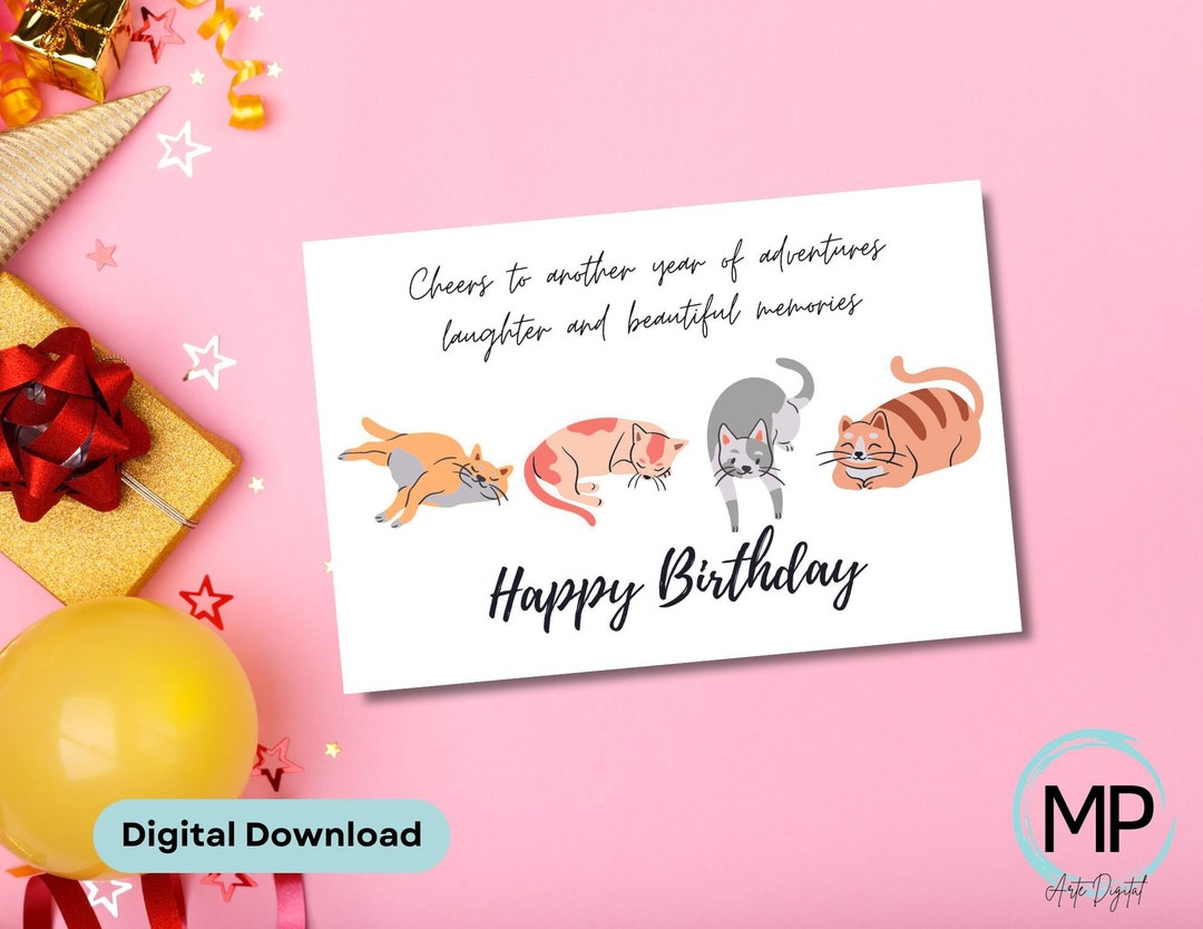 Kitty Birthday Card Birthday Wishes Cards Funny Kitty Birthday Card ...