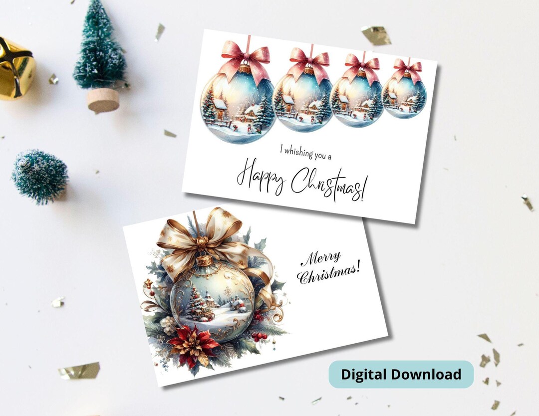 Pack 2 Merry Christmas Cards, Merry Christmas Gift Card, Happy ...