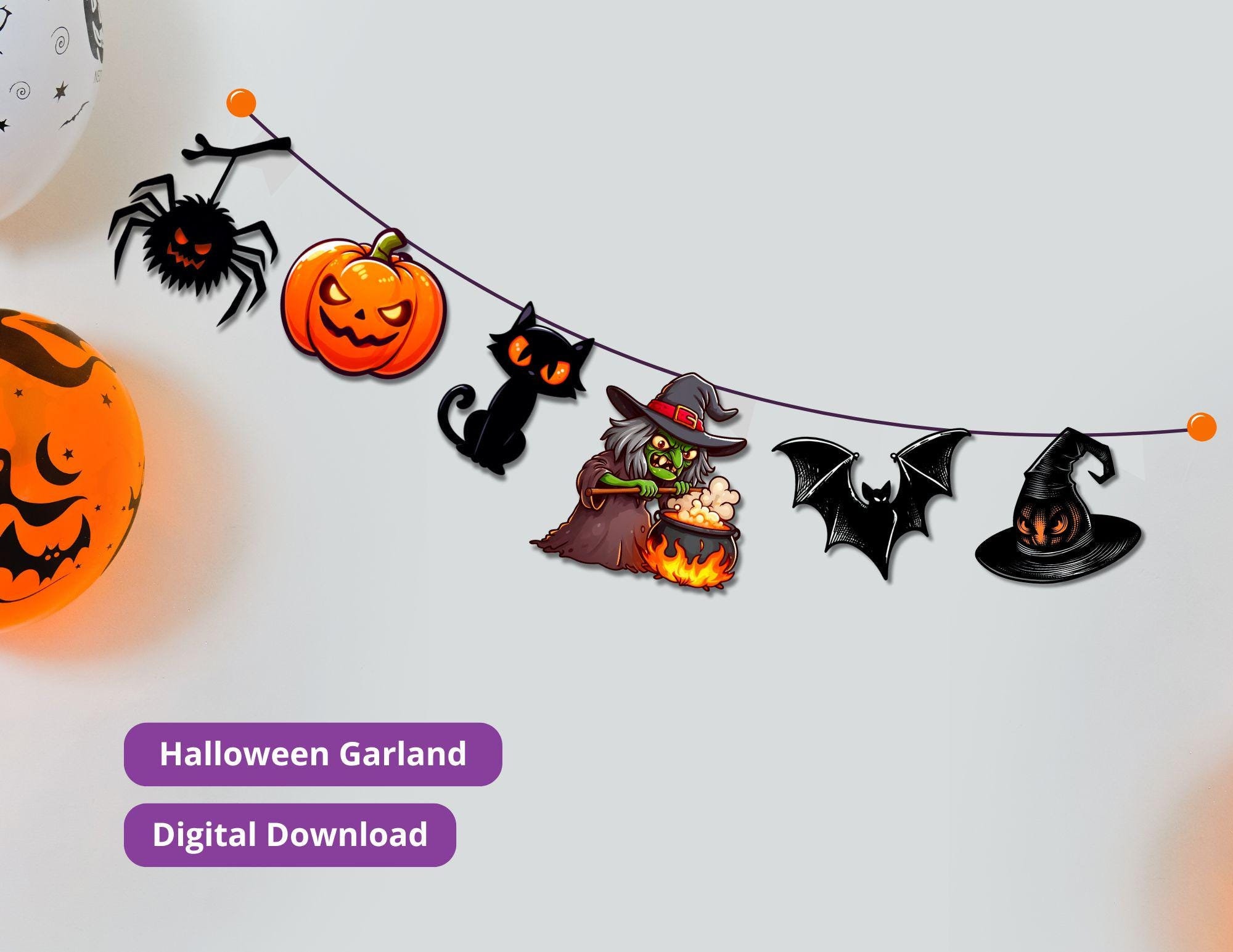 Halloween Garland, Printable Halloween Garland, Pumpkin Halloween ...