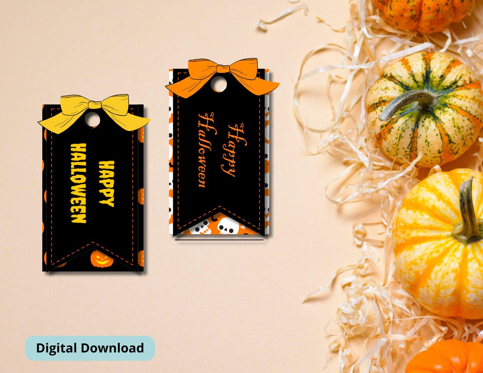 Halloween Tags, Printable Halloween Tags, Pumpkin Halloween Tags, Trick ...