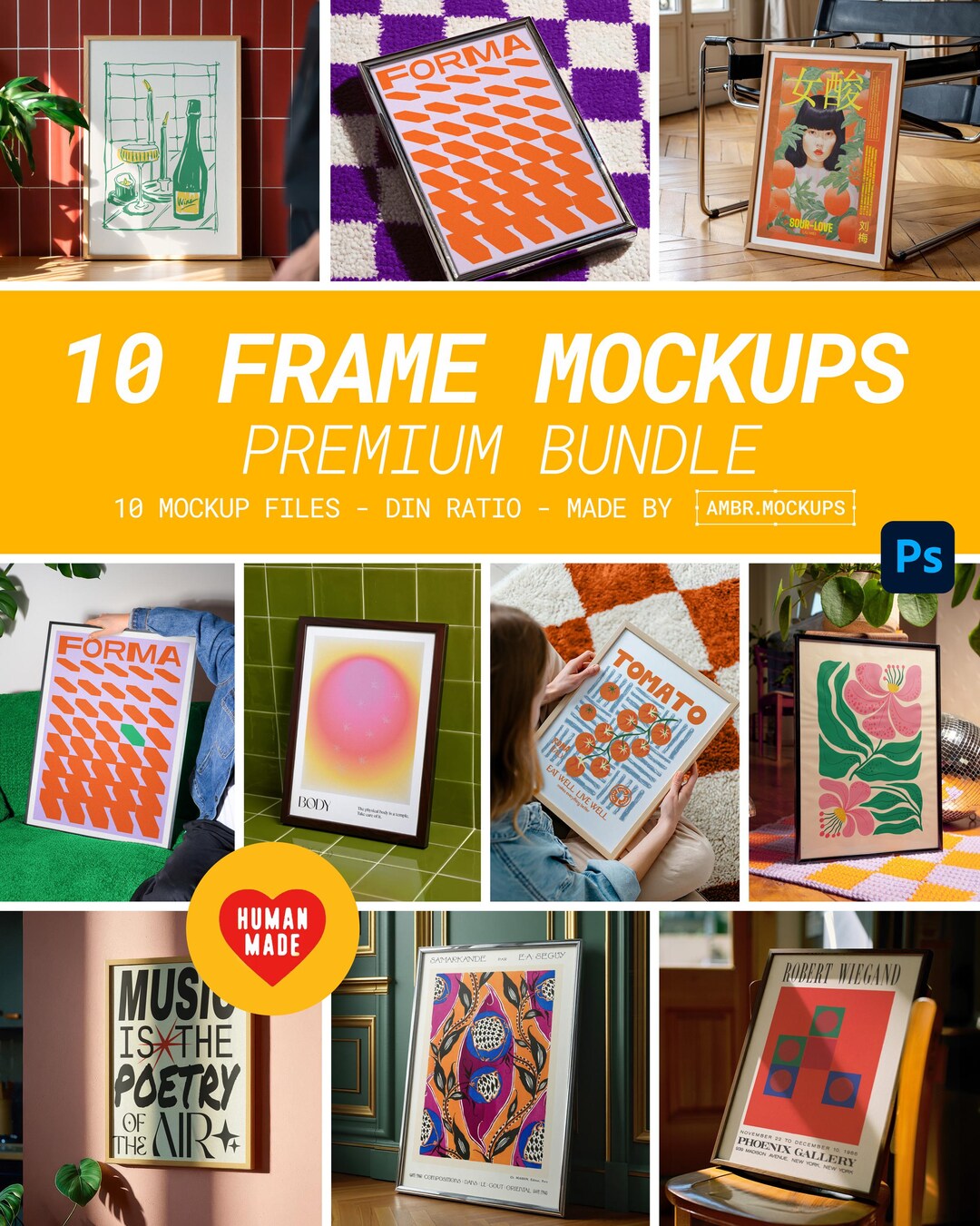 10 Frame Mockup Bundle, PSD Frame Mockups, Photoshop Frame Mockups ...