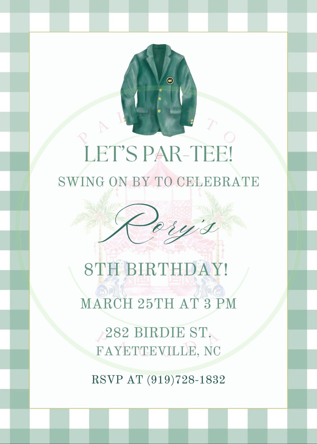 Masters Birthday Party Invitation Template - Etsy