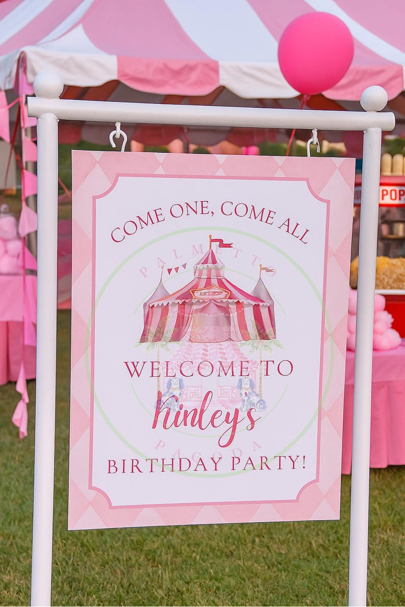 Pink Circus Birthday Invitation Bundle: Carnival Party Decor (digital ...