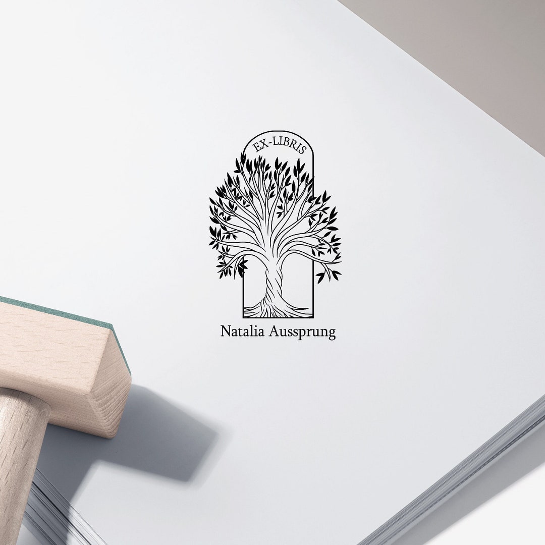 Custom Ex Libris Stamp Self Inking Olive Tree Library Stamp ...