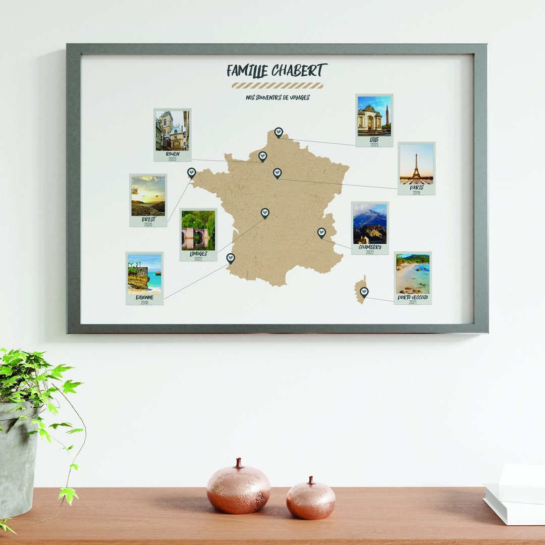 Personalized Travel Poster Map of France With Photos of Cities, Regions ...