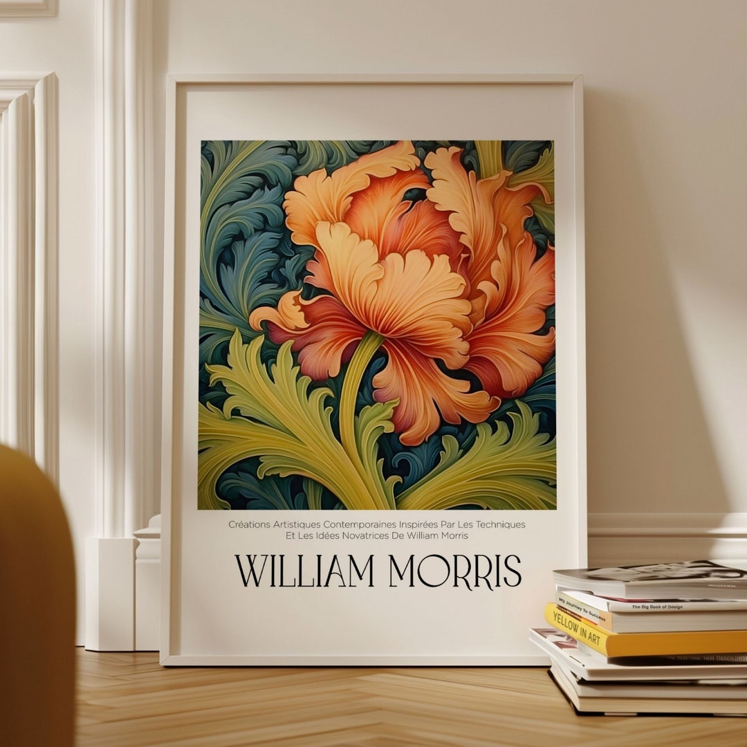 William Morris Orange Floral Print - Etsy