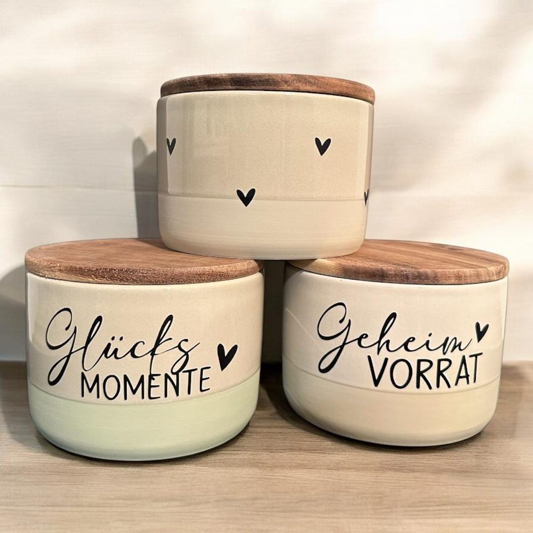 Ceramic Jar With Wooden Lid | Cookie Jar Secret Stash | Gift Jar ...