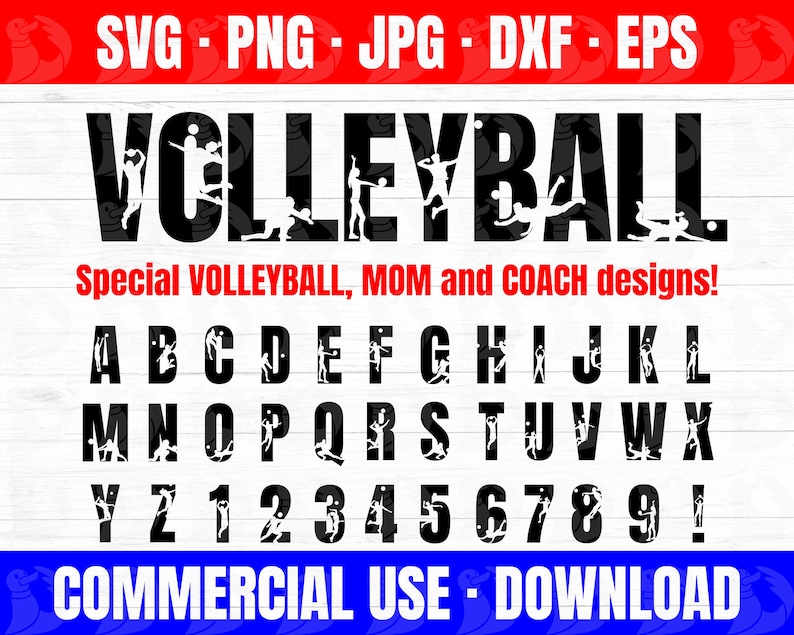 ¡Diseños SVG del alfabeto de voleibol, ideales para camisetas de ...