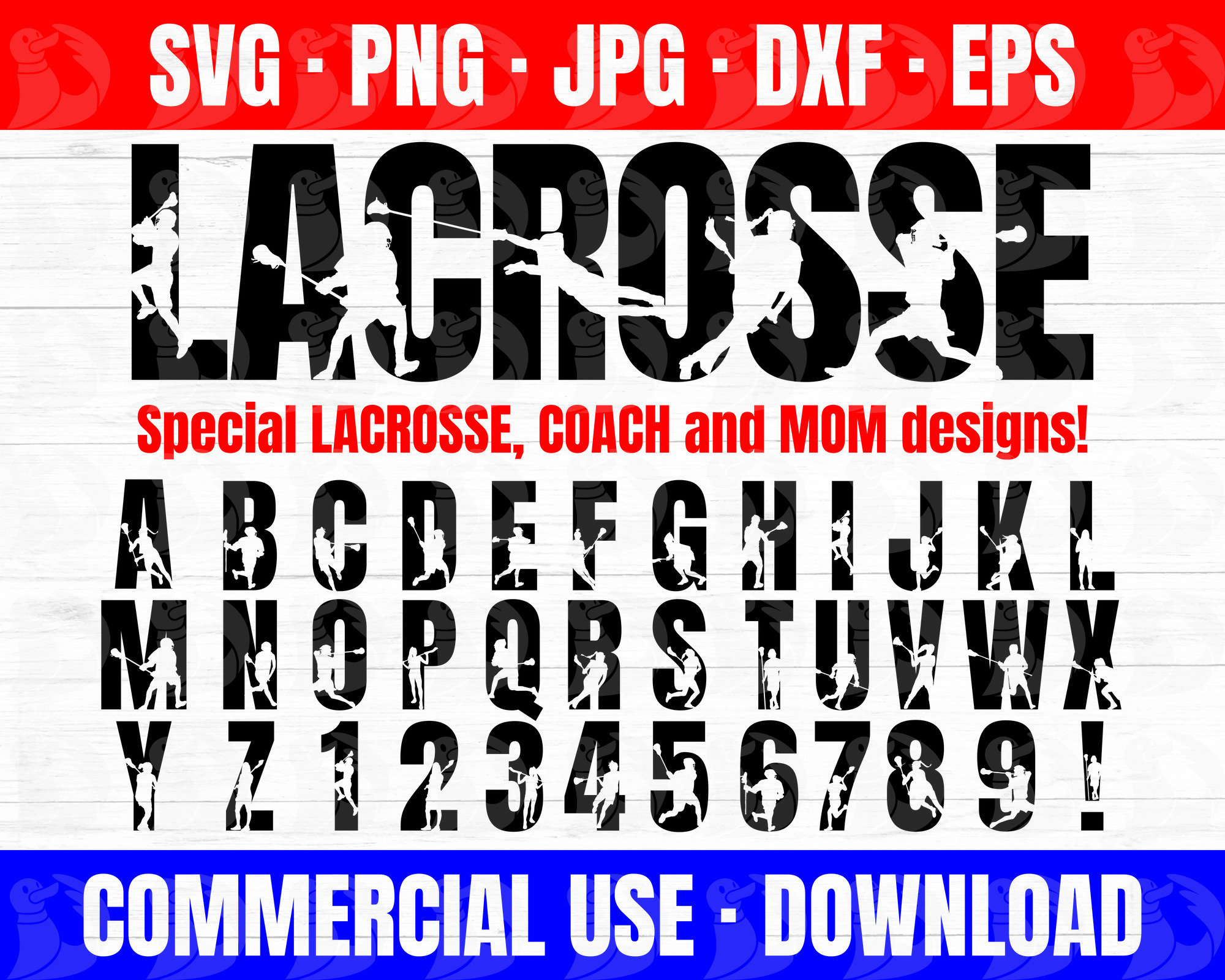Lacrosse Alphabet, SVG Font for Lacrosse, Lacrosse Mom, Lacrosse Coach ...