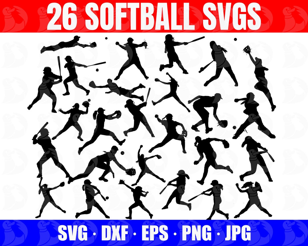 Softball Player SVG Bundle, Fastball Player Clipart, Softball PNG ...