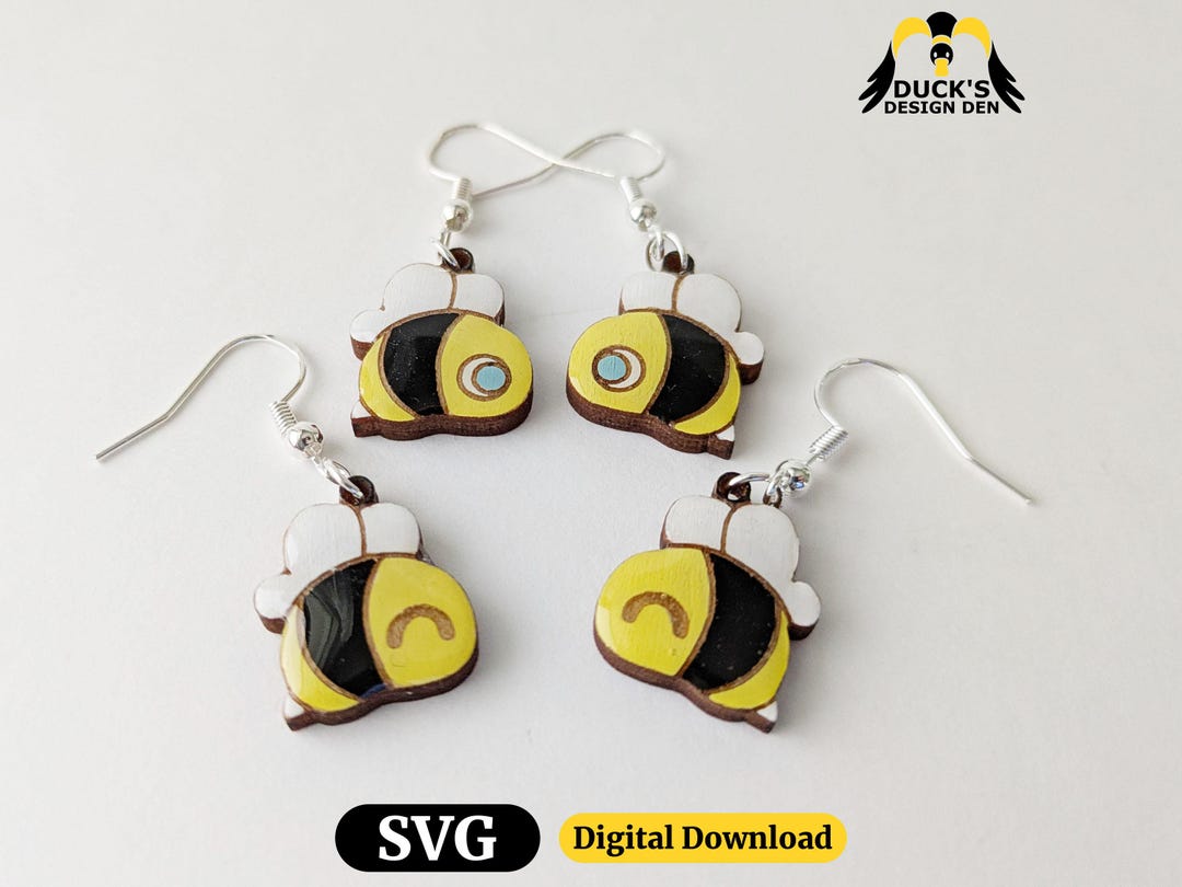 Bee Earring SVG, Laser Cut Design, Cute Bee Jewelry Svg Design, Wooden ...
