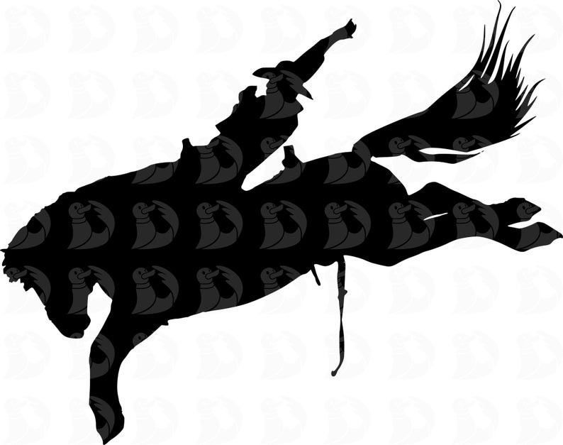 Bronc Riding SVG, Rodeo Svgs, Bronc Riding Silhouettes, Cowboy Riding ...