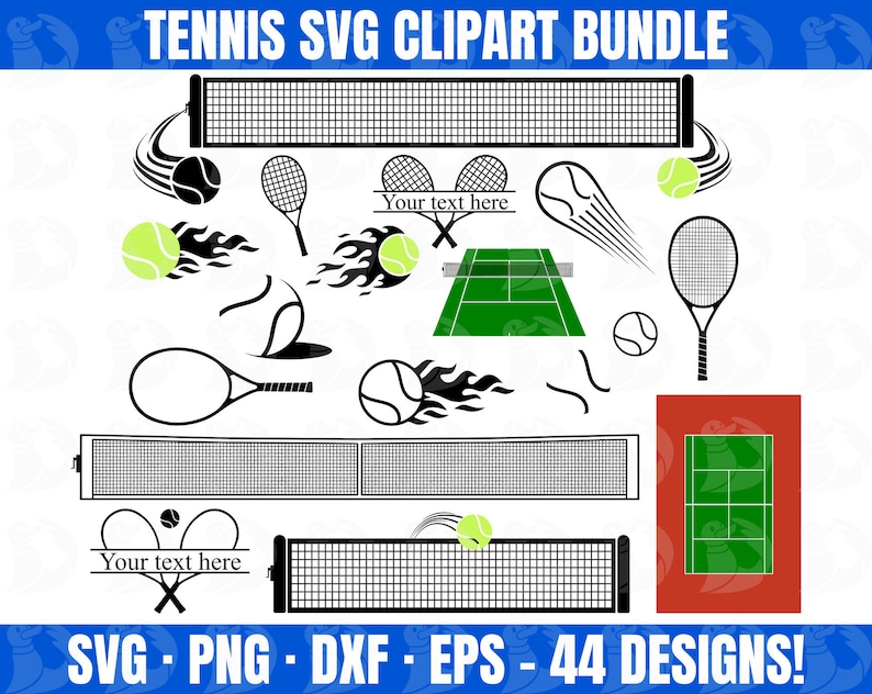 Tennis Clipart SVG Bundle, Tennis Rackets, Tennis Balls, Tennis SVG ...