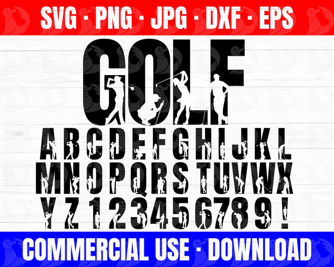 Golf Alphabet SVG Font, Great for Shirts, Wall Art, Bags, Mugs, and ...
