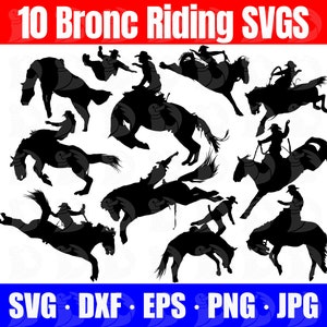 Bronc Riding SVG, Rodeo Svgs, Bronc Riding Silhouettes, Cowboy Riding ...