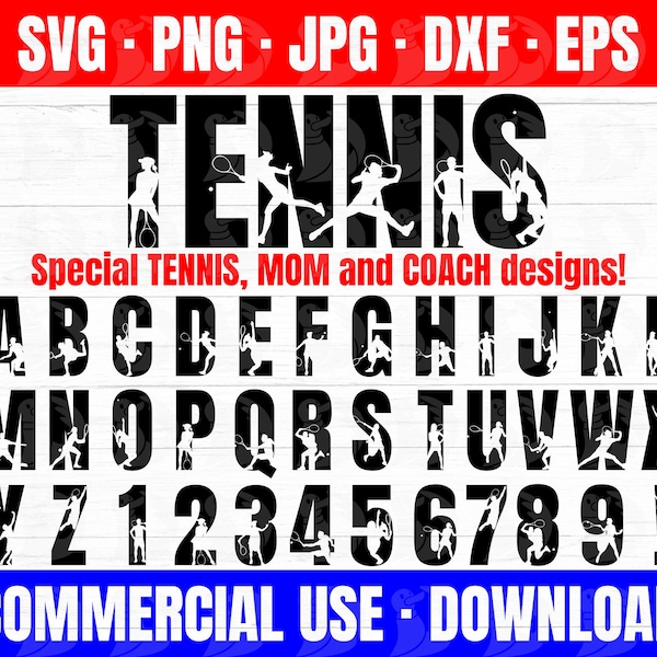 Tennis Alphabet Svg - Etsy